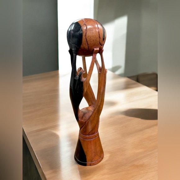 unbranded | Art | Vintage Twotoned African Wood Statue World Unity ...